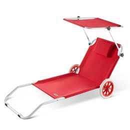 Casaria Gartenliege Kreta Rot Alu mit Rollen