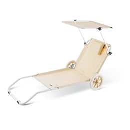 Casaria Gartenliege Kreta Beige Alu mit Rollen