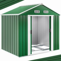 Gardebruk Ger&auml;teschuppen Gr&uuml;n 260x205x180cm 5m&sup2; verzinkter Bodenkranz Schiebet&uuml;r