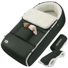 Monzana Babyfu&szlig;sack Grau-Gr&uuml;n Kinderwagen geeignet mit Beutel