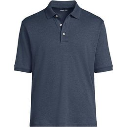 LANDS' END Supima Kurzarm-Polo, Classic Fit, Herren,  Blau, Baumwolle, by Lands' End