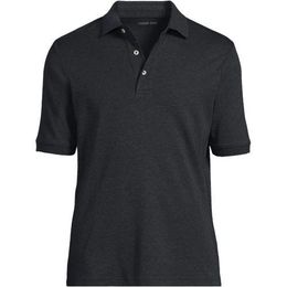 LANDS' END Supima Kurzarm-Polo, Classic Fit, Herren,  Schwarz, Baumwolle, by Lands' End