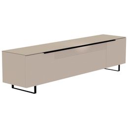 Moderano Lowboard, Schwarz, Sand, Metall, 3 F&auml;cher, 210x51x45 cm, Beim&ouml;bel erh&auml;ltlich, Abdeckplatte aus Glas, Wohnzimmer, Wohnw&auml;nde, Lowboards