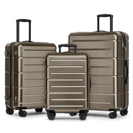 Novel Reisekofferset, Braun, Metall, Kunststoff, Textil, 3-teilig, Bsci, 360&deg;-Rollensystem, TSA-Schloss, Tragehenkel, verstellbarer Schultergurt, Netzfach, Freizeit, Koffer & Taschen, Reisekoffer-Sets