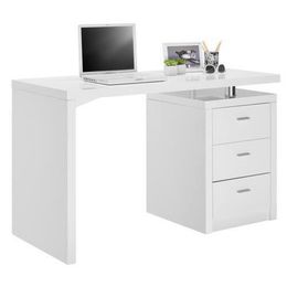 Hom&acute;in Hom`in Schreibtisch, Wei&szlig;, Chrom, Metall, Holzwerkstoff, 3 Schublade(n) Schubladen, rechteckig, Wange, Sockel, 55x75x120 cm, Bsci, Stauraum, Arbeitszimmer, Schreibtische, B&uuml;rotische