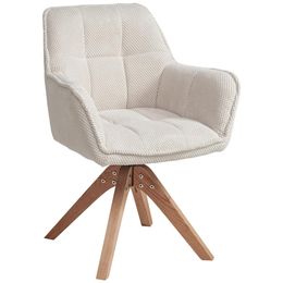 Livetastic Armlehnstuhl, Eiche, Beige, Holz, Textil, Eiche, massiv, Drehkreuz, 61x85x63 cm, Sitzfl&auml;che 360&deg; drehbar, inklusive Armlehnen, Esszimmer, St&uuml;hle, Esszimmerst&uuml;hle, Armlehnenst&uuml;hle