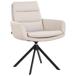 Dieter Knoll Collection Dieter Knoll Armlehnstuhl, Beige, Leder, Echtleder, Rindleder, Drehkreuz, 62.5x86.5x66.5 cm, Sitzfl&auml;che 360&deg; drehbar, automatische R&uuml;ckholfunktion, Esszimmer, St&uuml;hle, Esszimmerst&uuml;hle, Armlehnenst&uuml;hle