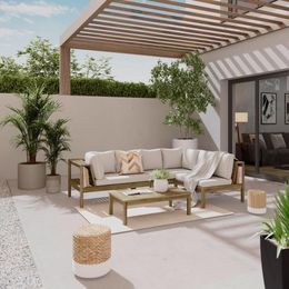 Gardenson Loungegarnitur, Akazie, Holz, Kunststoff, Akazie, teilmassiv, F&uuml;llung: Schaumstoff, 240x160 cm, FSC 100%, Loungem&ouml;bel, Gartenlounge-Sets