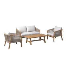 Ambia Garden Gartenset, Akazie, Beige, Textil, 4-teilig, Akazie, massiv, F&uuml;llung: Schaumstoff, geeignet f&uuml;r Balkon, Gartenm&ouml;bel, Gartenm&ouml;bel-Sets