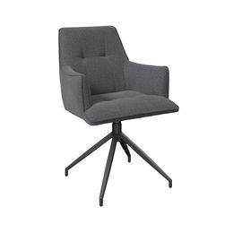 Ambia Garden Gartenstuhl, Grau, Dunkelgrau, Metall, Textil, Drehkreuz, 58x87x64 cm, wetterfest, Sitzfl&auml;che 360&deg; drehbar, Gartenm&ouml;bel, Gartenst&uuml;hle, Gartenst&uuml;hle