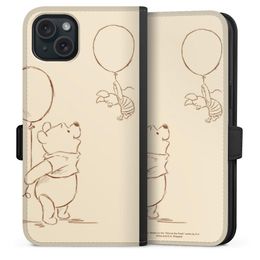 DeinDesign iPhone 15 Plus Handy Klapph&uuml;lle Handyh&uuml;lle aus Kunst Leder schwarz Flip Case Disney Official Licensed Product Winnie The Pooh Sideflip mit Lasche