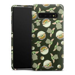 DeinDesign Galaxy S10 Handy Premium Case Smartphone Handyh&uuml;lle Schutzh&uuml;lle gl&auml;nzend Official Licensed Product Star Wars Muster Baby Yoda Premium Case