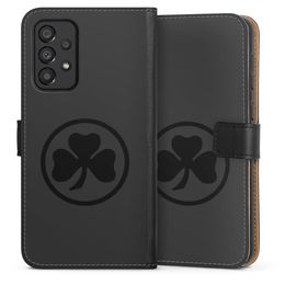 DeinDesign Galaxy A33 5G Handy Klapph&uuml;lle Handyh&uuml;lle aus Kunst Leder schwarz Flip Case Spvgg Greuther F&uuml;rth Official Licensed Product Clover Sideflip mit langer 