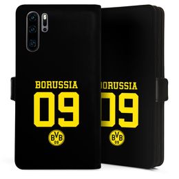 DeinDesign Huawei P30 Pro Handy Klapph&uuml;lle Handyh&uuml;lle aus Kunst Leder schwarz Flip Case Jersey Bvb Borussia Dortmund Sideflip mit langer Lasche