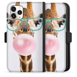DeinDesign iPhone 11 Pro Handy Klapph&uuml;lle Handyh&uuml;lle aus Kunst Leder schwarz Flip Case Giraffe Animals Glasses Sideflip mit Lasche