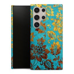 DeinDesign Galaxy S24 Ultra Handy Premium Case Smartphone Handyh&uuml;lle Schutzh&uuml;lle gl&auml;nzend Flowers Vintage Ornament Premium Case