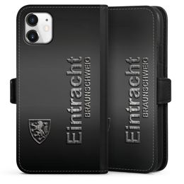 DeinDesign iPhone 11 Handy Klapph&uuml;lle Handyh&uuml;lle aus Kunst Leder schwarz Flip Case Logo Eintracht Braunschweig Official Licensed Product Sideflip mit Lasche