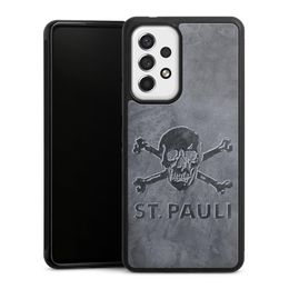 DeinDesign Galaxy A53 5G Handy Gallery Case Handyh&uuml;lle 9H Geh&auml;rtetes Glas R&uuml;ckseite H&uuml;lle Logo Concrete Fc St. Pauli Gallery Case