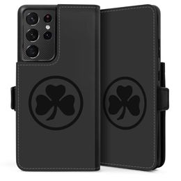 DeinDesign Galaxy S21 Ultra 5G Handy Klapph&uuml;lle Handyh&uuml;lle aus Kunst Leder schwarz Flip Case Official Licensed Product Spvgg Greuther F&uuml;rth Clover Sideflip mit 