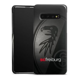 DeinDesign Galaxy S10 Handy Premium Case Smartphone Handyh&uuml;lle Schutzh&uuml;lle gl&auml;nzend Official Licensed Product Sc Freiburg Metallic Look Premium Case