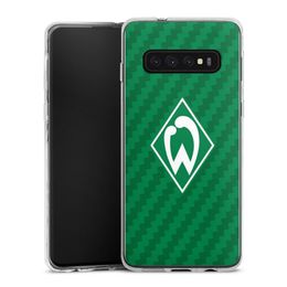 DeinDesign Galaxy S10 Plus Handy Silikon H&uuml;lle Case transparent Handyh&uuml;lle Carbon Official Licensed Product Sv Werder Bremen Silikon Case