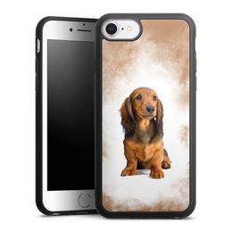 DeinDesign iPhone SE (2020) Handy Gallery Case Handyh&uuml;lle 9H Geh&auml;rtetes Glas R&uuml;ckseite H&uuml;lle Dog Dachshund Pet Gallery Case