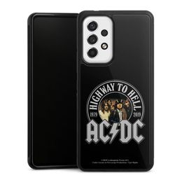 DeinDesign Galaxy A53 5G Handy Gallery Case Handyh&uuml;lle 9H Geh&auml;rtetes Glas R&uuml;ckseite H&uuml;lle Acdc Rock Official Licensed Product Gallery Case