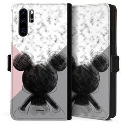 DeinDesign Huawei P30 Pro Handy Klapph&uuml;lle Handyh&uuml;lle aus Kunst Leder schwarz Flip Case Marble Disney Mickey Mouse Sideflip mit langer Lasche