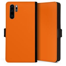 DeinDesign Huawei P30 Pro Handy Klapph&uuml;lle Handyh&uuml;lle aus Kunst Leder schwarz Flip Case Orange Unicoloured Colour Sideflip mit langer Lasche