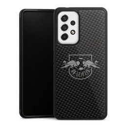 DeinDesign Galaxy A53 5G Handy Gallery Case Handyh&uuml;lle 9H Geh&auml;rtetes Glas R&uuml;ckseite H&uuml;lle Carbon Metallic Look Rb Leipzig Gallery Case