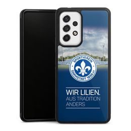DeinDesign Galaxy A53 5G Handy Gallery Case Handyh&uuml;lle 9H Geh&auml;rtetes Glas R&uuml;ckseite H&uuml;lle Sv Darmstadt 98 Official Licensed Product Coat Of Arms Gallery Case