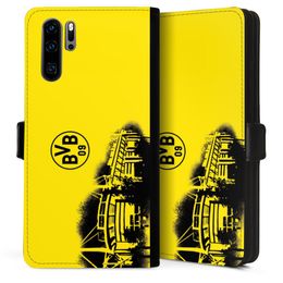 DeinDesign Huawei P30 Pro Handy Klapph&uuml;lle Handyh&uuml;lle aus Kunst Leder schwarz Flip Case Stadium Bvb Borussia Dortmund Sideflip mit langer Lasche