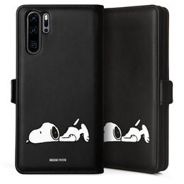 DeinDesign Huawei P30 Pro Handy Klapph&uuml;lle Handyh&uuml;lle aus Kunst Leder schwarz Flip Case Official Licensed Product Snoopy Peanuts Sideflip mit langer Lasche