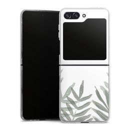 DeinDesign Galaxy Z Flip 5 Handy Hard Case Schutzh&uuml;lle transparent Smartphone Handy H&uuml;lle Water Colour Palm Tree Jungle Hard Case