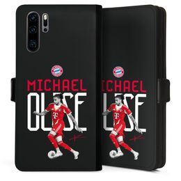 DeinDesign Huawei P30 Pro Handy Klapph&uuml;lle Handyh&uuml;lle aus Kunst Leder schwarz Flip Case Fc Bayern M&uuml;nchen Michael Olise Official Licensed Product Sideflip mit 