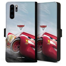 DeinDesign Huawei P30 Pro Handy Klapph&uuml;lle Handyh&uuml;lle aus Kunst Leder schwarz Flip Case Lightning Mcqueen 95 Official Licensed Product Cars Sideflip mit langer 