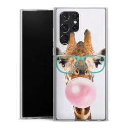 DeinDesign Galaxy S22 Ultra Handy Silikon H&uuml;lle Case transparent Handyh&uuml;lle Giraffe Animals Glasses Silikon Case