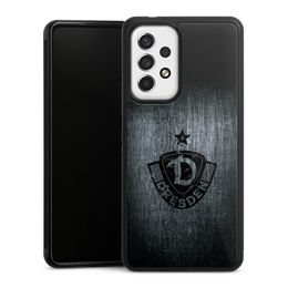 DeinDesign Galaxy A53 5G Handy Gallery Case Handyh&uuml;lle 9H Geh&auml;rtetes Glas R&uuml;ckseite H&uuml;lle Vintage Sg Dynamo Dresden Official Licensed Product Gallery Case