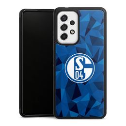 DeinDesign Galaxy A53 5G Handy Gallery Case Handyh&uuml;lle 9H Geh&auml;rtetes Glas R&uuml;ckseite H&uuml;lle Muster Camouflage Fc Schalke 04 Gallery Case