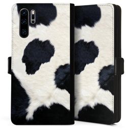 DeinDesign Huawei P30 Pro Handy Klapph&uuml;lle Handyh&uuml;lle aus Kunst Leder schwarz Flip Case Animal Look Animal Print Cow Skin Sideflip mit langer Lasche