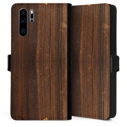 DeinDesign Huawei P30 Pro Handy Klapph&uuml;lle Handyh&uuml;lle aus Kunst Leder schwarz Flip Case Wood Nut Tree Wooden Look Sideflip mit langer Lasche