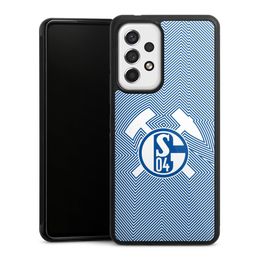 DeinDesign Galaxy A53 5G Handy Gallery Case Handyh&uuml;lle 9H Geh&auml;rtetes Glas R&uuml;ckseite H&uuml;lle Stripes Fc Schalke 04 Bundesliga Gallery Case