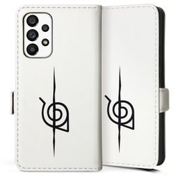 DeinDesign Galaxy A53 5G Handy Klapph&uuml;lle Handyh&uuml;lle aus Kunst Leder wei&szlig; Flip Case Naruto Shippuden Sasuke Konoha Sideflip mit Lasche
