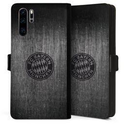 DeinDesign Huawei P30 Pro Handy Klapph&uuml;lle Handyh&uuml;lle aus Kunst Leder schwarz Flip Case Fcb Metallic Look Fc Bayern M&uuml;nchen Sideflip mit langer Lasche