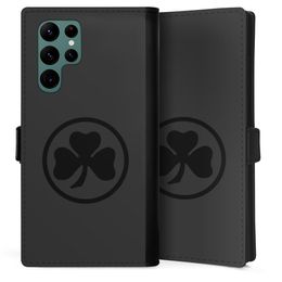 DeinDesign Galaxy S22 Ultra Handy Klapph&uuml;lle Handyh&uuml;lle aus Kunst Leder schwarz Flip Case Official Licensed Product Spvgg Greuther F&uuml;rth Clover Sideflip mit 