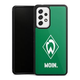 DeinDesign Galaxy A53 5G Handy Gallery Case Handyh&uuml;lle 9H Geh&auml;rtetes Glas R&uuml;ckseite H&uuml;lle Official Licensed Product Moin Sv Werder Bremen Gallery Case