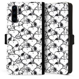 DeinDesign Huawei P30 Pro Handy Klapph&uuml;lle Handyh&uuml;lle aus Kunst Leder schwarz Flip Case Peanuts Snoopy Muster Sideflip mit langer Lasche