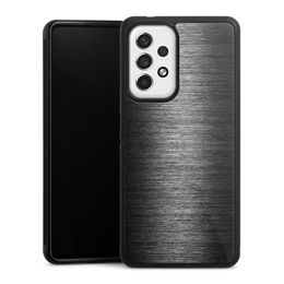 DeinDesign Galaxy A53 5G Handy Gallery Case Handyh&uuml;lle 9H Geh&auml;rtetes Glas R&uuml;ckseite H&uuml;lle Metal Anthracite Metallic Look Gallery Case