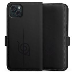 DeinDesign iPhone 15 Plus Handy Klapph&uuml;lle Handyh&uuml;lle aus Kunst Leder schwarz Flip Case Konoha Sasuke Naruto Shippuden Sideflip mit Lasche