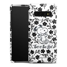 DeinDesign Galaxy S10 Handy Premium Case Smartphone Handyh&uuml;lle Schutzh&uuml;lle gl&auml;nzend Peanuts Flowers Snoopy Premium Case
